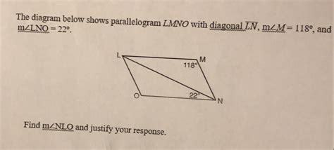 solved the diagram below shows parallelogram lmno with diag[geometry