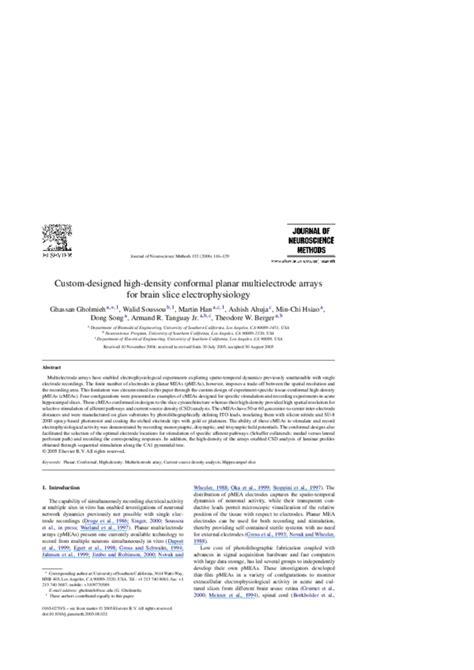 Pdf Custom Designed High Density Conformal Planar Multielectrode Arrays For Brain Slice