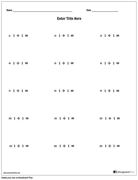 Create A Division Worksheet