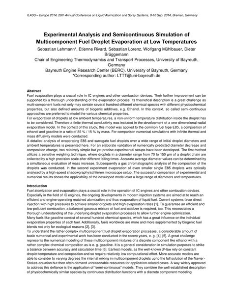 Pdf Experimental Analysis And Semicontinuous Simluation Of Multicomponent Fuel Droplet