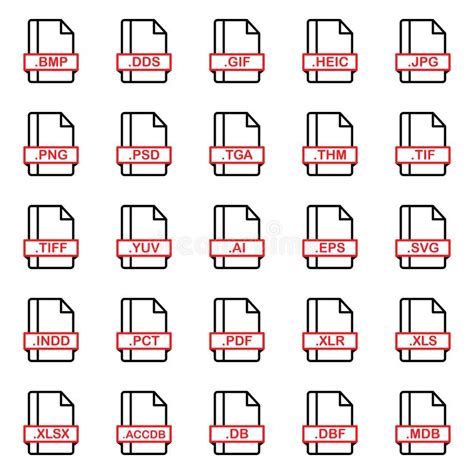 Set Of Document File Formats And Labels Icons Vector Illustration Stock Vector Illustration