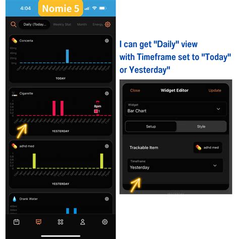 How To Get Dashboard Day View With Hours As X Axis In Nomie 6 Like