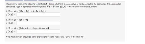 Solved Points For Each Of The Following Vector Fields F Chegg