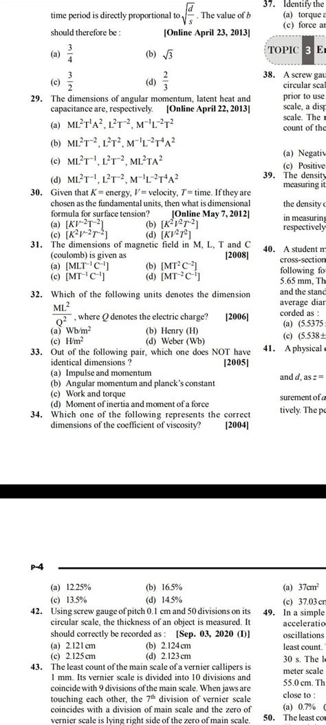 A Screw Gau 29 The Dimensions Of Angular Momentum Latent Heat And Prior