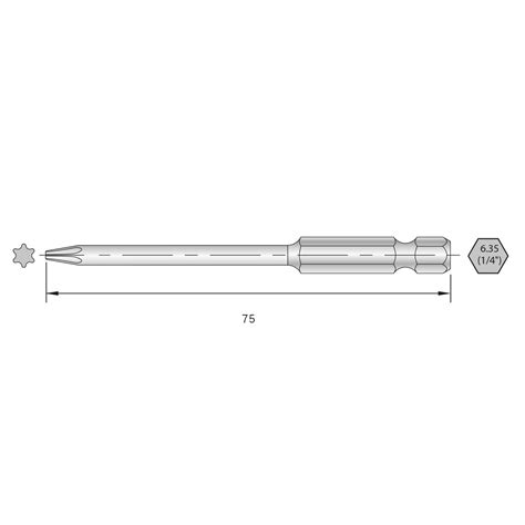 6 Tx10 75 Industrial Bit Torx 10 Pu6