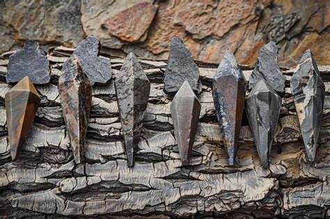 Aligned Stone Projectiles Premium Ai Generated Image