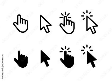 Computer Mouse Click Cursor Icon Set Hand And Arrow Pointer Cursor
