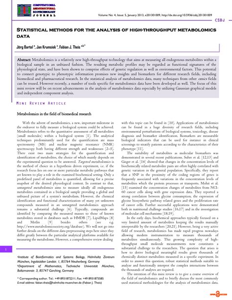 Pdf Statistical Methods For The Analysis Of High Throughput