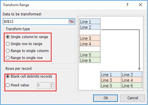 Transpose Convert A Single Column Or Row To Ranges In Excel