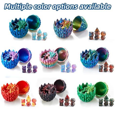 Dnd Dice Set 7 Pieces And 3d Printed Dragon Egg Fidget Toys Surprise Dragon Egg