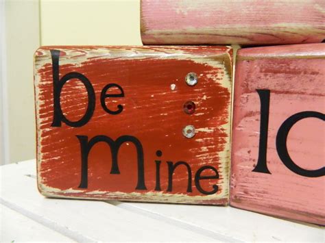 Valentine Wooden Blocks Conversation Blocks White Pink And Red Etsy