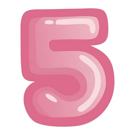 Number 5 Five Pink Bold Alphabet Vector Icon Stock Vector