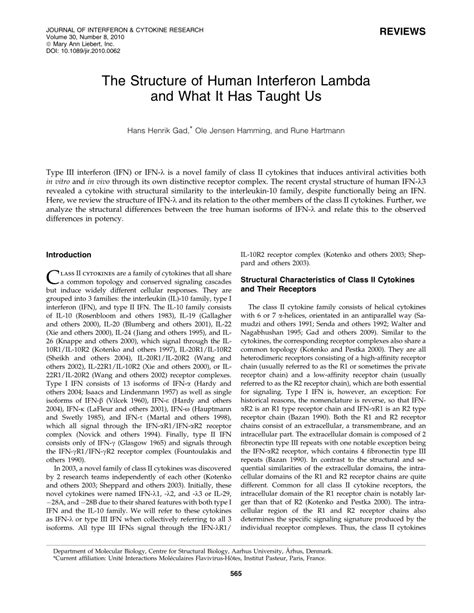 Pdf The Structure Of Human Interferon Lambda And What It Has Taught Us