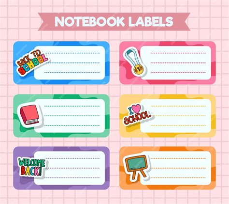 Premium Vector Vector Notebook Labels Icons Of School Subjects