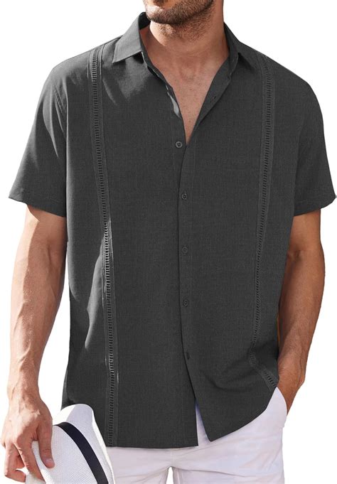 Coofandy Mens Short Sleeve Cuban Guayabera Shirt Philippines Ubuy