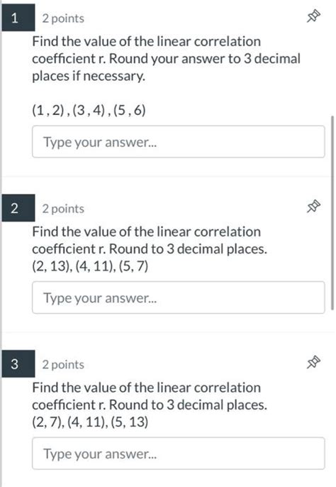 Solved Find The Value Of The Linear Correlation Coefficient