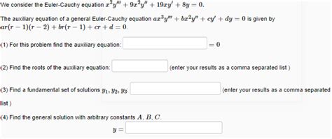 Solved We Consider The Euler Cauchy Equation 2 Y 9z²y