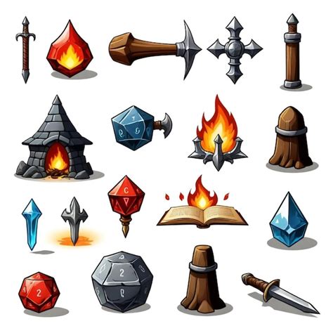 RPG Vector Set White Background Isolated A High Quality Premium AI Generated Vector