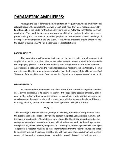 Pdf Parametric Amplifiers Dokumentips