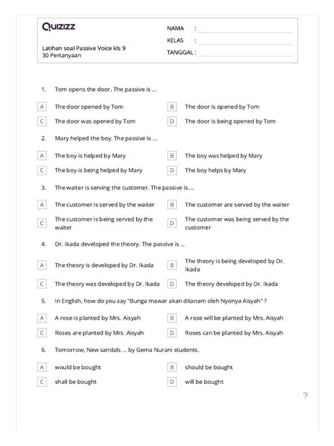 Latihan Soal Passive Voice Kls 9 Pdf Cognitive Science Language