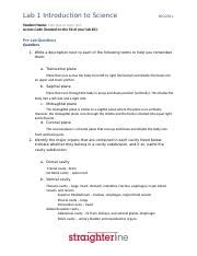 BIO201L Lab 1 Upload Document 2 Docx Lab 1 Introduction To Science BIO201L Babe Name Click