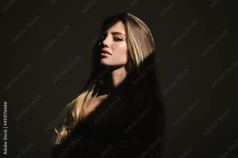 Sensual Girl With Art Shadow Light Sensual Woman With Light On A Black Background Beautiful
