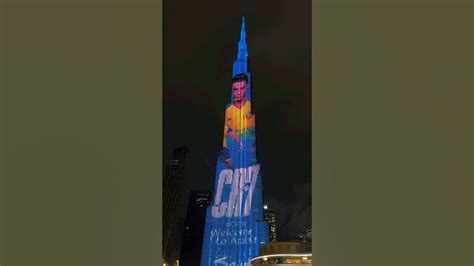 Cristiano Ronaldos Picture On Burj Khalifa کریستیانو رونالدو رو برج
