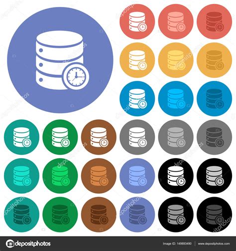 Database Query Time Round Flat Multi Colored Icons Stock Vector By