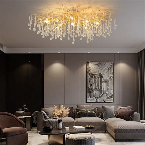 Luxury Gold Flush Ceiling Light 1000mm｜homary Uk