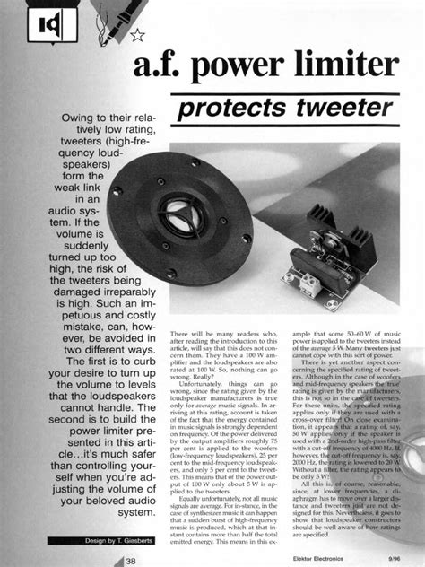 A F Amp Tweeter Protector Pdf