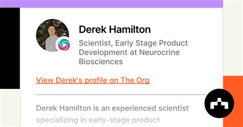 Derek Hamilton Scientist Early Stage Product Development At
