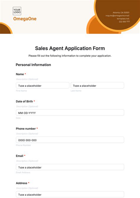 Free Sales Agent Application Form Template To Edit Online