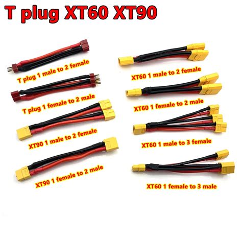 T Plug Xt60 Xt90 Trx Paralelo Conector De Bateria Macho F Mea Cabo