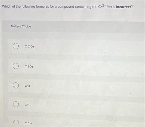 Solved Which Of The Following Formulas For A Compound