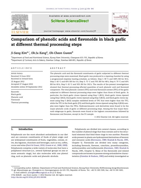 Comparison Of Phenolic Acids And Flavonoids In Black Garlic Pdf Polyphenol Phenolic
