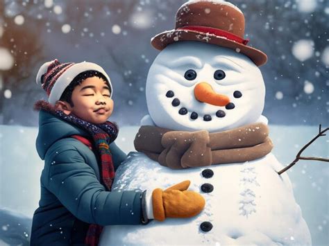 Premium Ai Image A Delightful Photograph Capturing The Innocence And Magic Of A Snowman