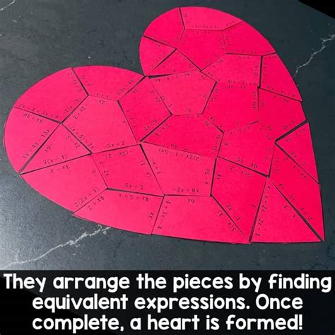 Valentines Day Math Simplifying Algebraic Expressions Puzzle Activity