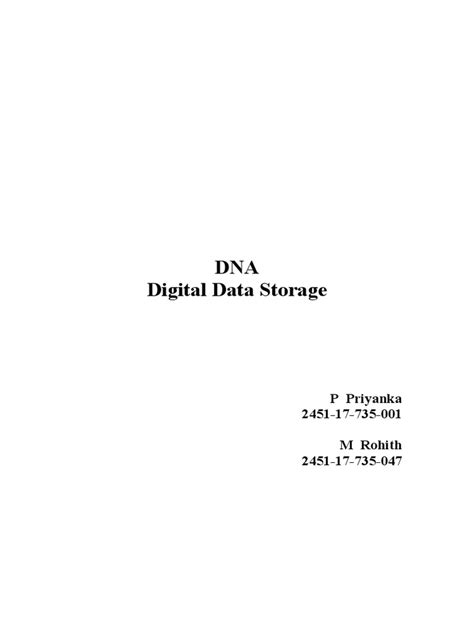 Dna Digital Data Storage P Priyanka 2451 17 735 001 M Rohith 2451 17