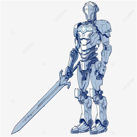 로봇 보유 칼 개요 디자인 추상적인 방패 윤곽 Png 일러스트 및 이미지 에 대한 무료 다운로드 Pngtree