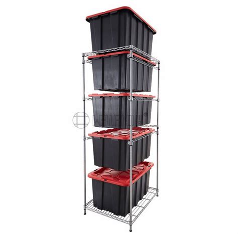 Chrome 5 Tier Storage Bin Rack System