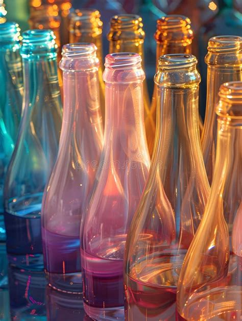 Vivid Solarization In Kitchen Glass Bottles Stock Illustration