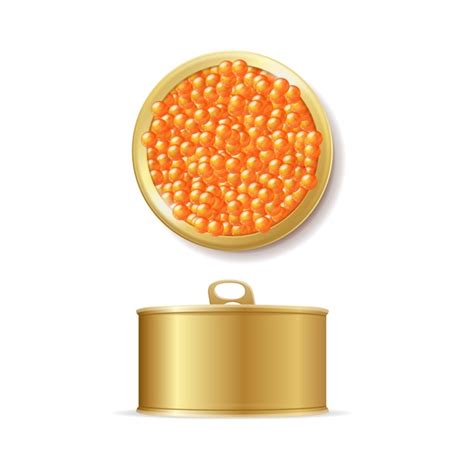 Premium Vector Realistic Detailed 3d Red Caviar Can Set Open And Closed View Vector