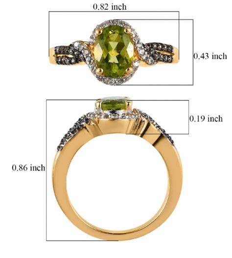 Peridot With Brown And White Zircon Ring In 18k Yellow Gold Over
