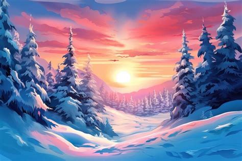 Premium Ai Image A Snowcovered Forest Illustration