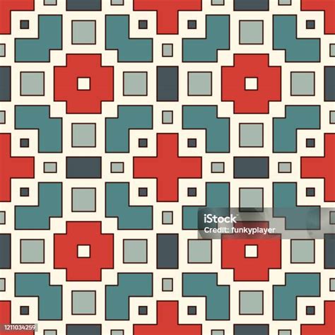 기하학적 인 그림이있는 매끄러운 패턴 반복 사각형과 마름모장식 추상적 인 배경 그래픽 프린트에 대한 스톡 벡터 아트 및 기타