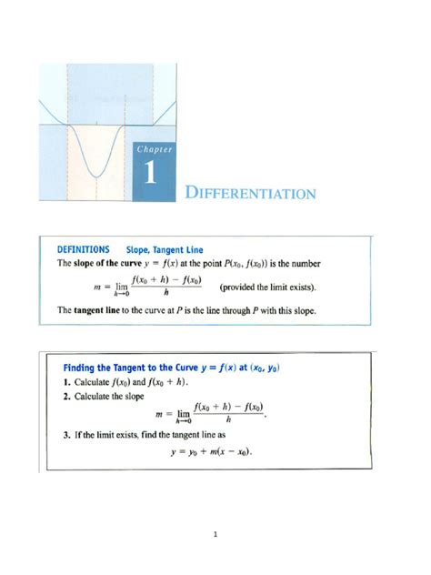 Chapter1 Cal I Pdf Derivative Tangent