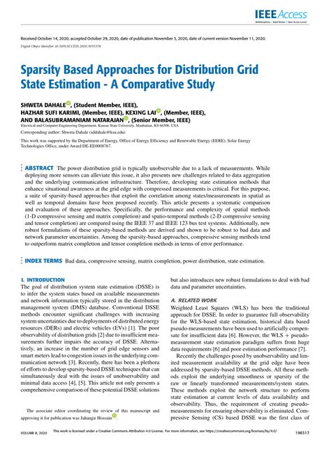 Pdf Sparsity Based Approaches For Distribution Grid State Estimation