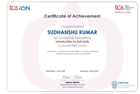 Sudhanshu Kumar On Linkedin Tcs Certification Softskills