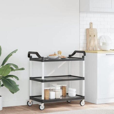 Carrito De 3 Niveles Aluminio Negro 99x50x96 Cm