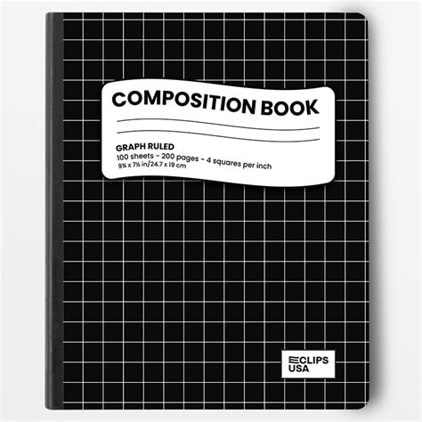 Black Graph Ruled Composition Notebook In Bulk E Clips Usa